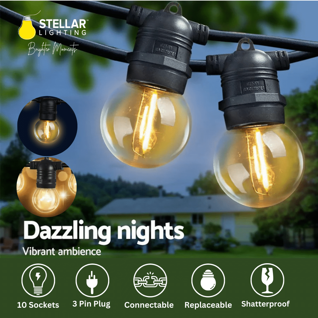 10m Warm White LED String Lights | Connectable Magic