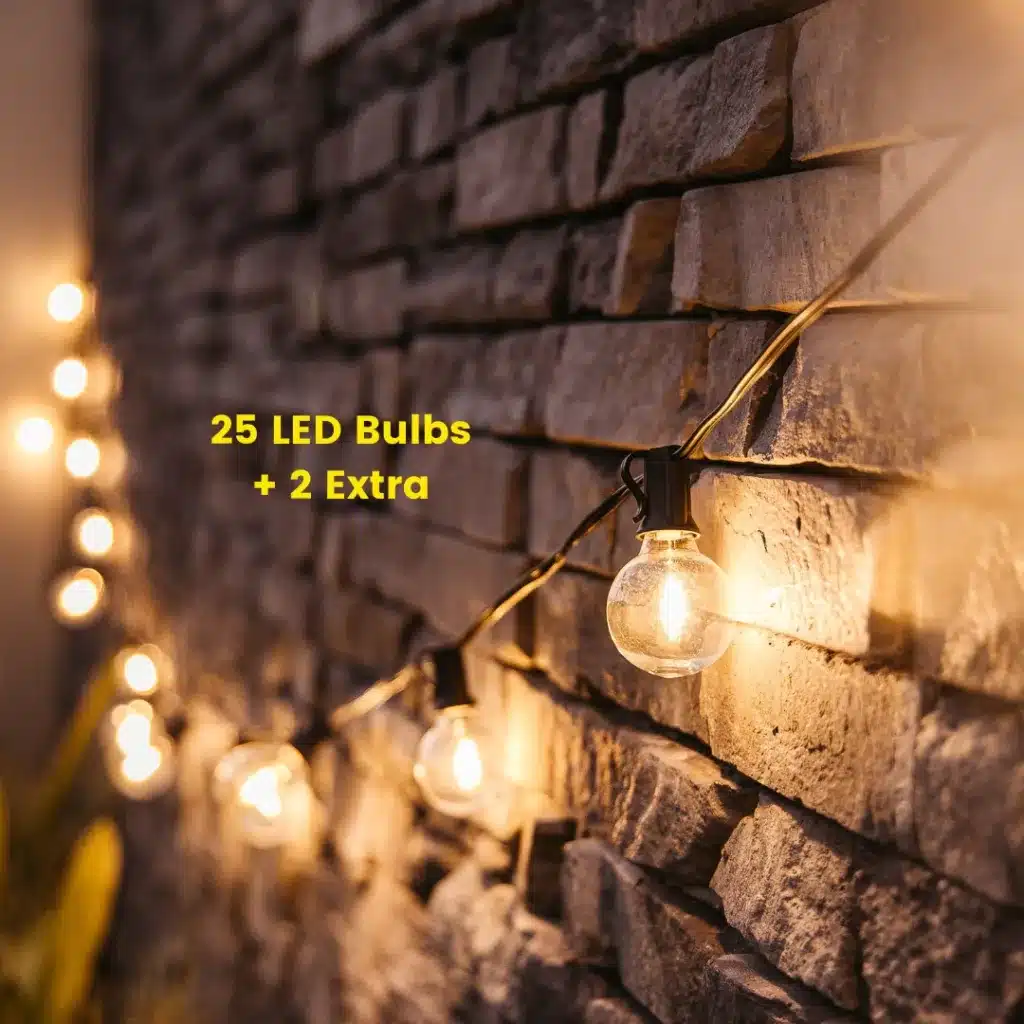 String Lights - 10m Warm White LED Bulbs | Patio Lighting