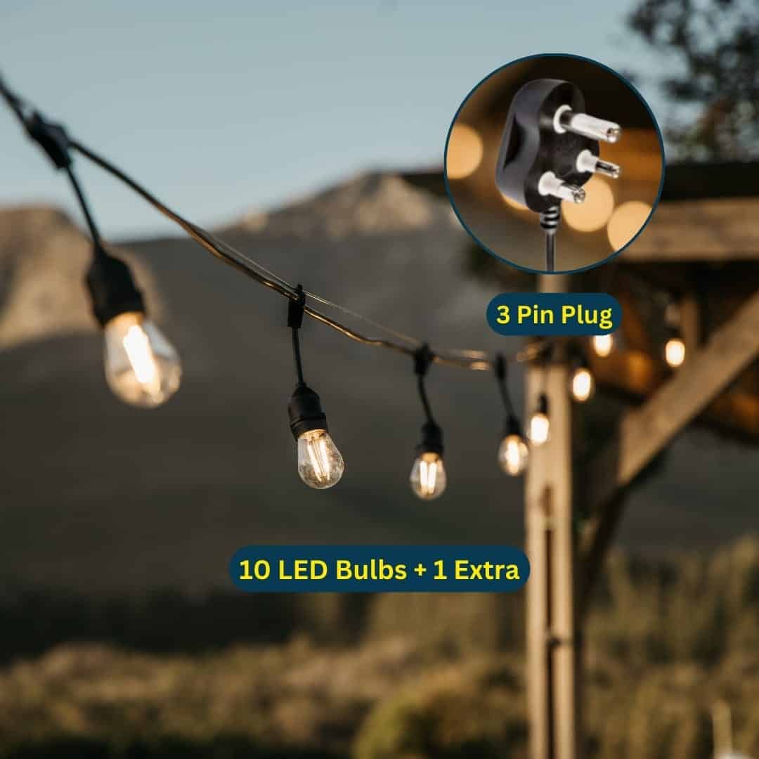 String Light 10m 10 LED Festoon Outdoor Drop String Lights