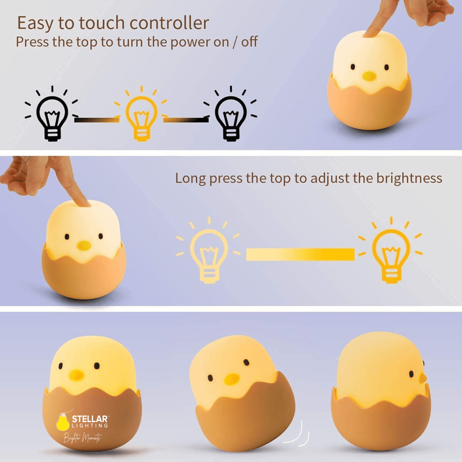Night Light - Rechargeable LED Kids Egg with Soft Silicone