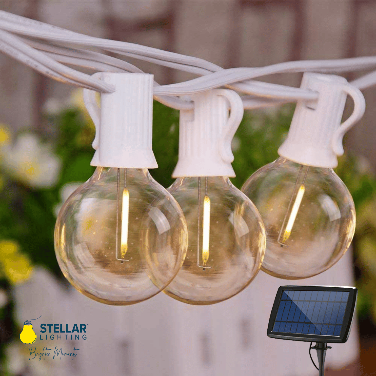 Solar 5m String Lights with 16 Warm White LED Bulbs