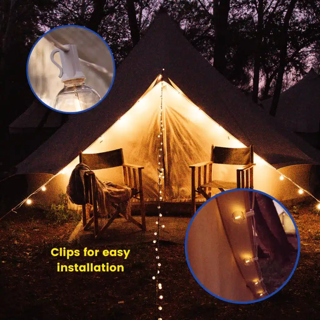 Solar 5m String Lights with 16 Warm White LED Bulbs