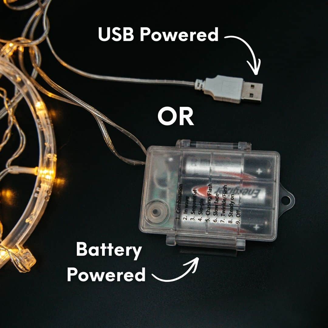 Rechargeable USB & Battery Moon + Star Curtain String Lights