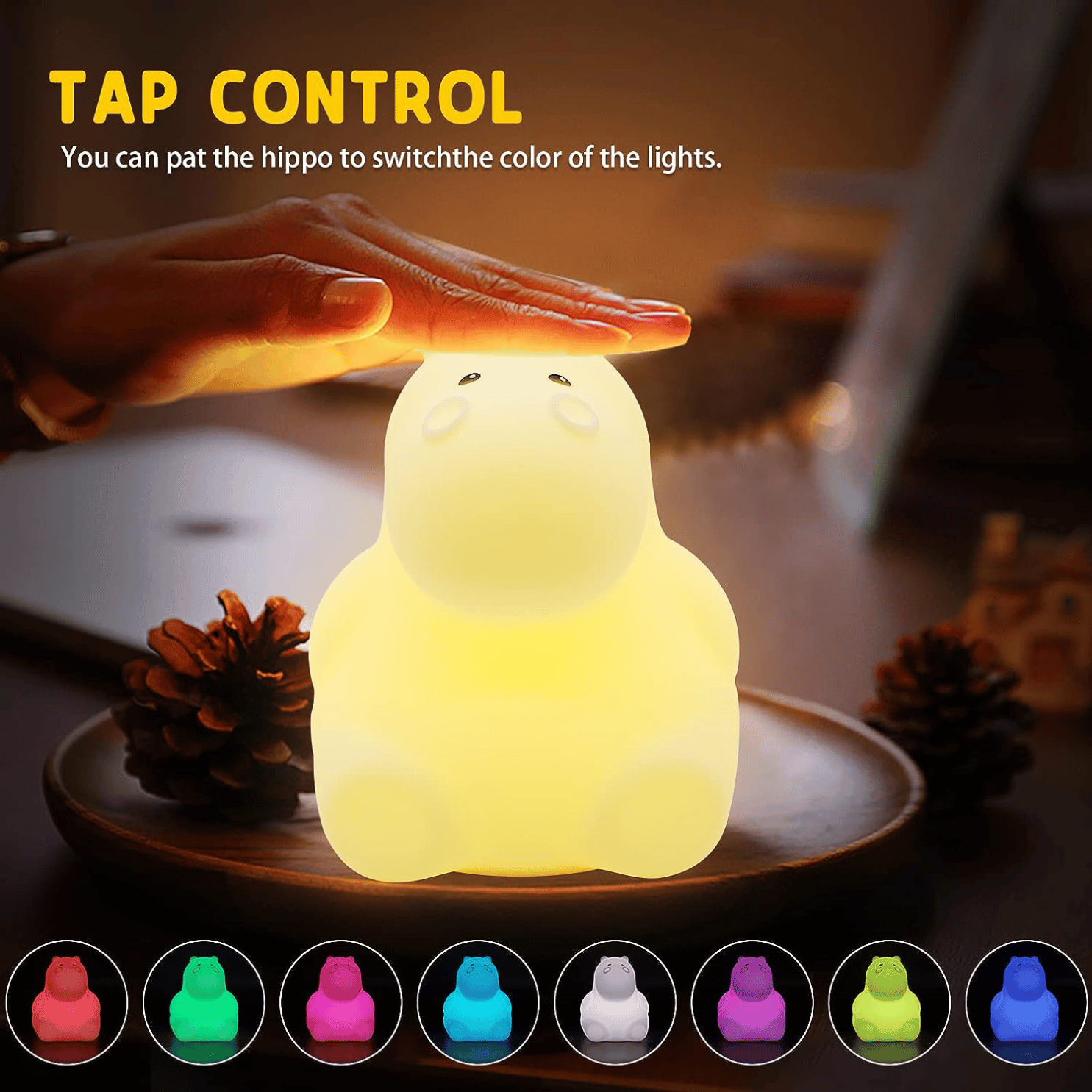 Stellar Lighting - Rechargeable LED Kids HIPPO Night Light