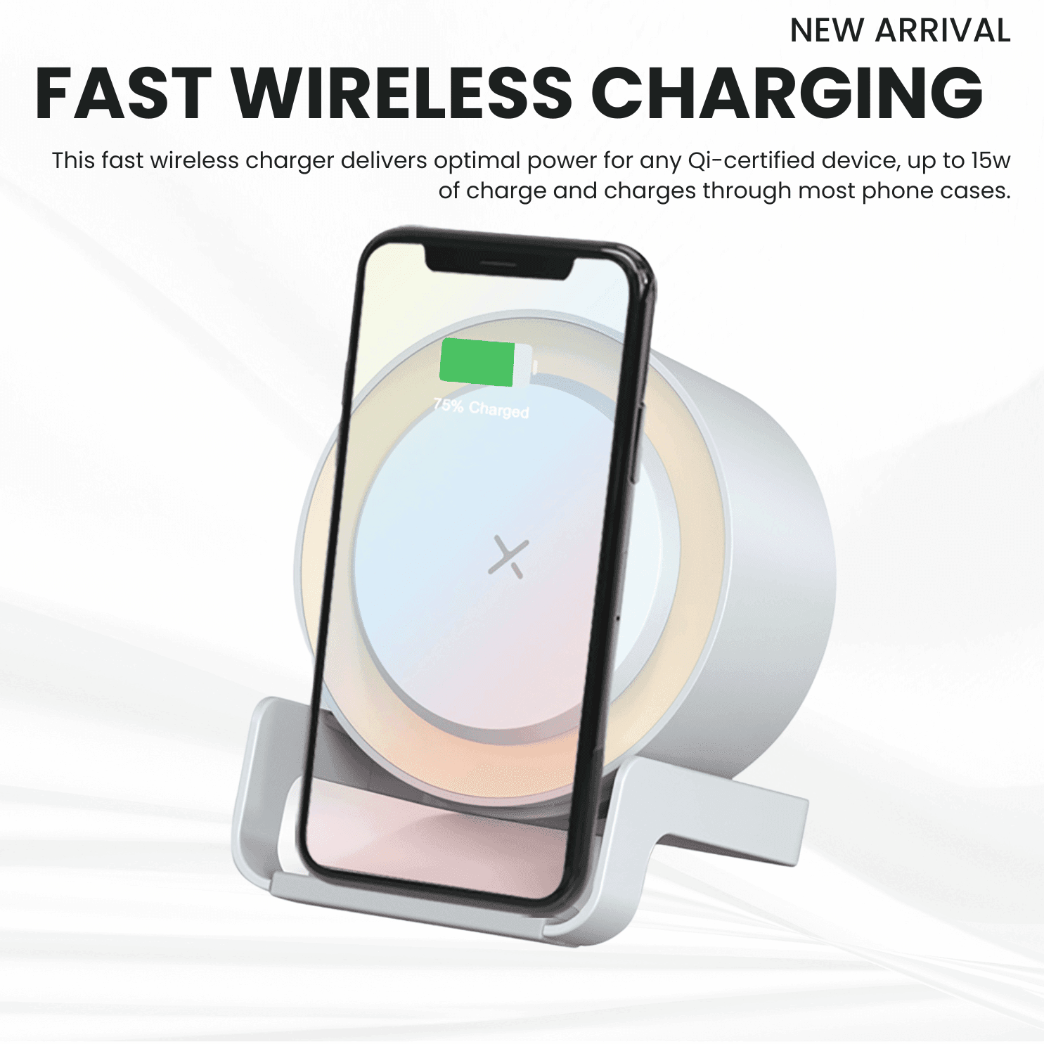 Wireless Phone Charger Bluetooth Speaker Night Light | White