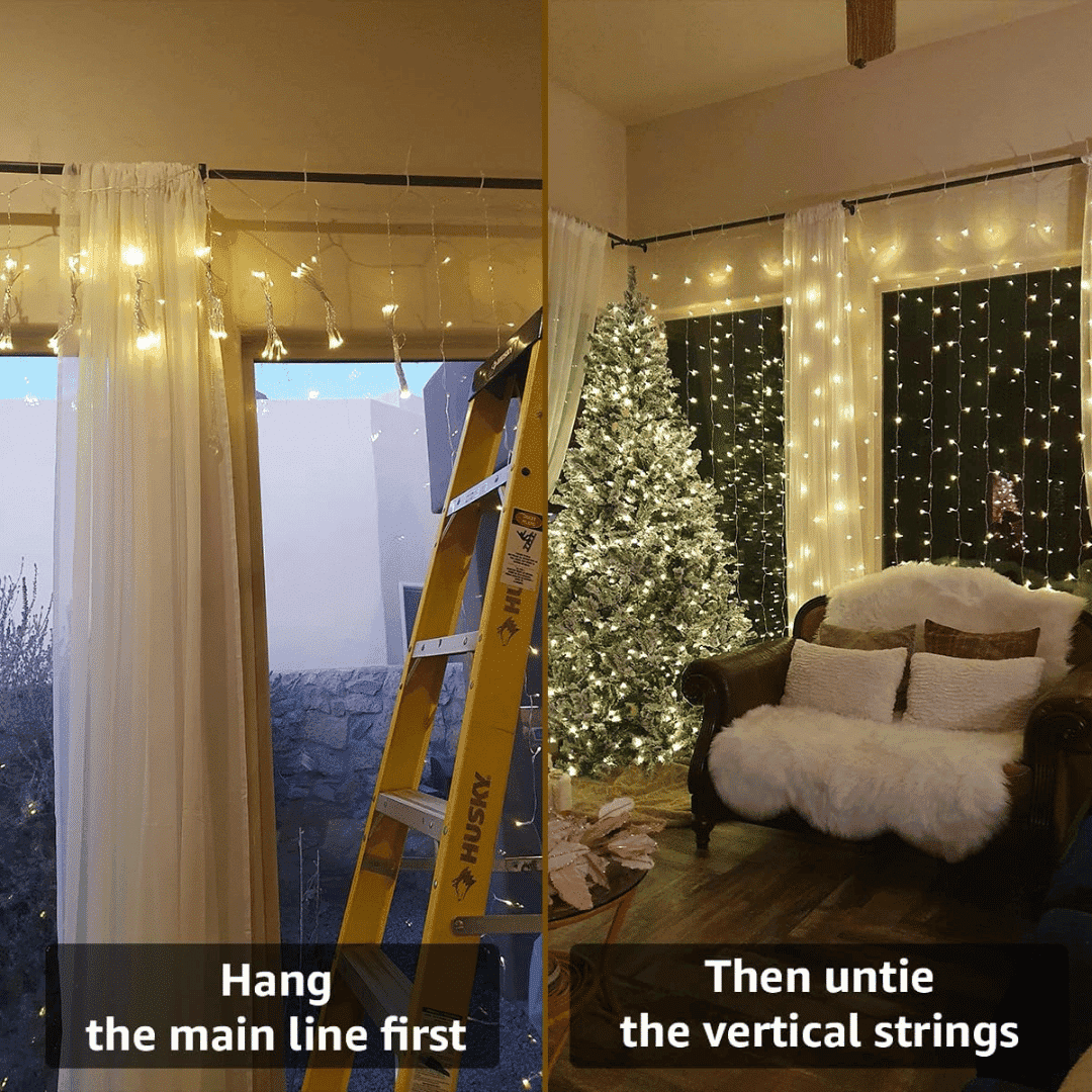 Curtain String Lights - 3m 300 Warm White LED FairyLights