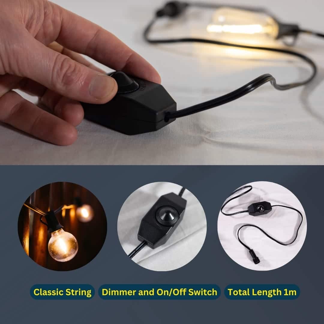 Classic Dimmer with Dial On/Off Switch for String Lights