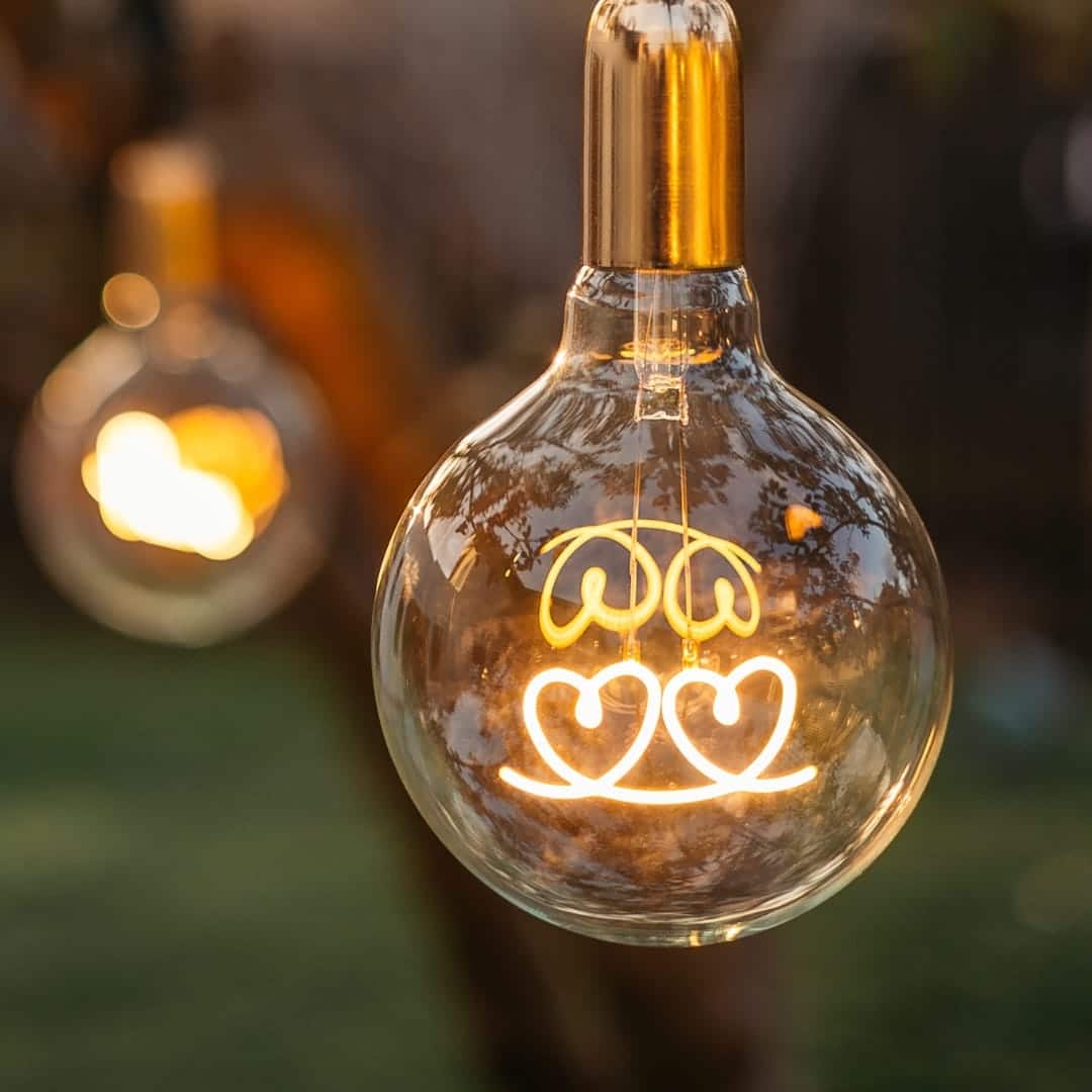 Retro Edison Light Bulb G125 HEARTS LED E27 3W