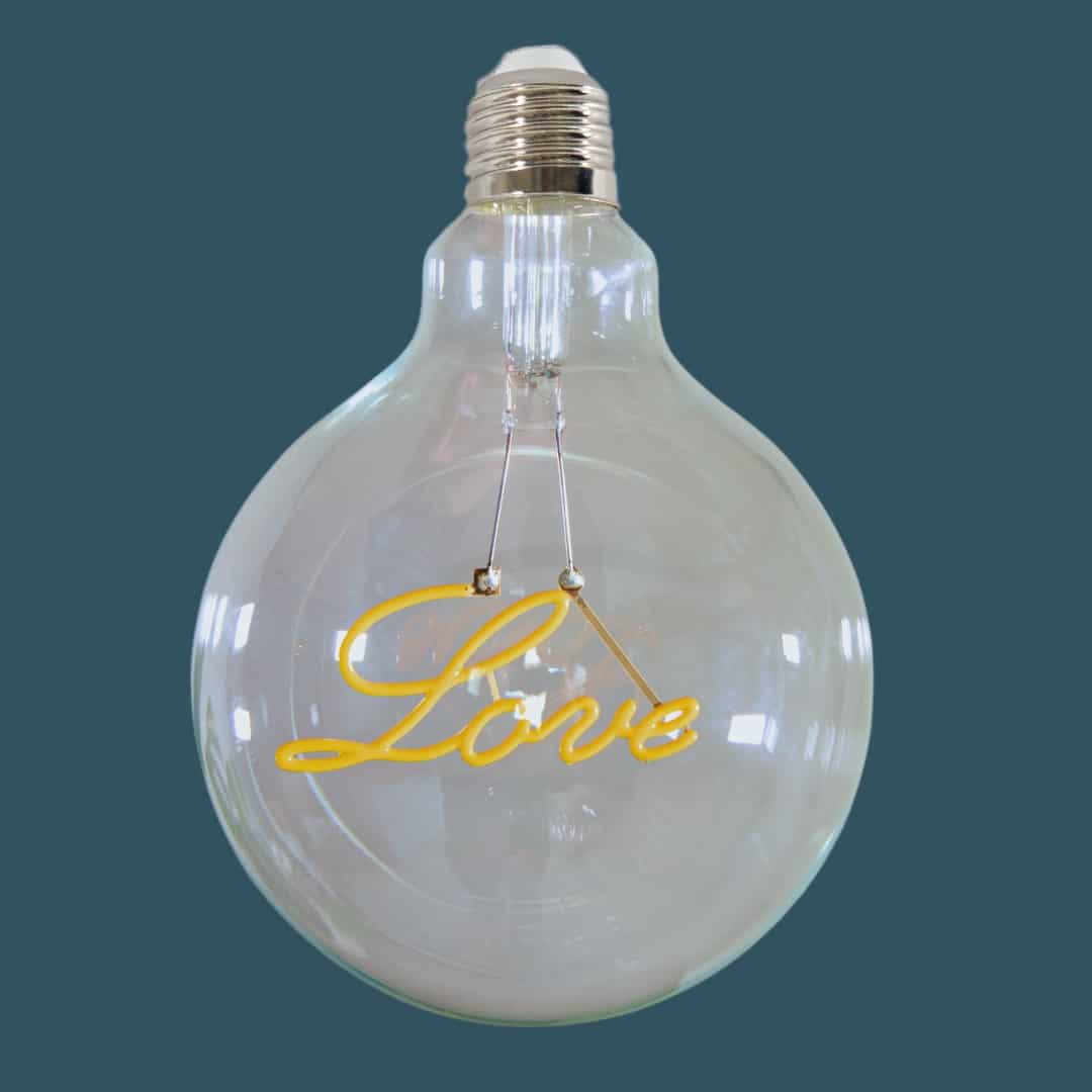 Retro Edison Light Bulb G125 Love Warm White LED E27 3W
