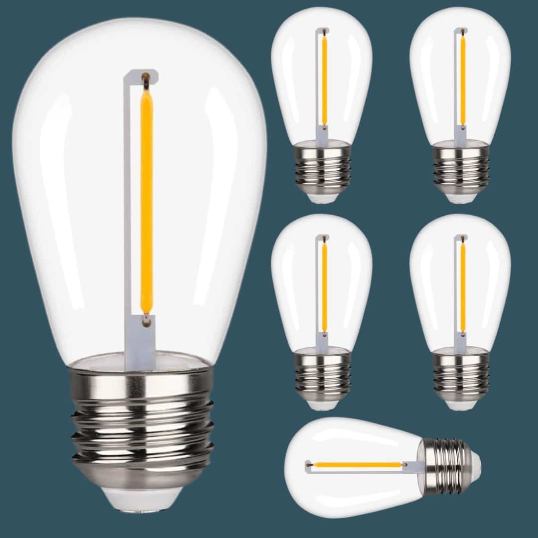 Solar Vintage Edison Light Bulb S14 LED E27 5V 6 Pack