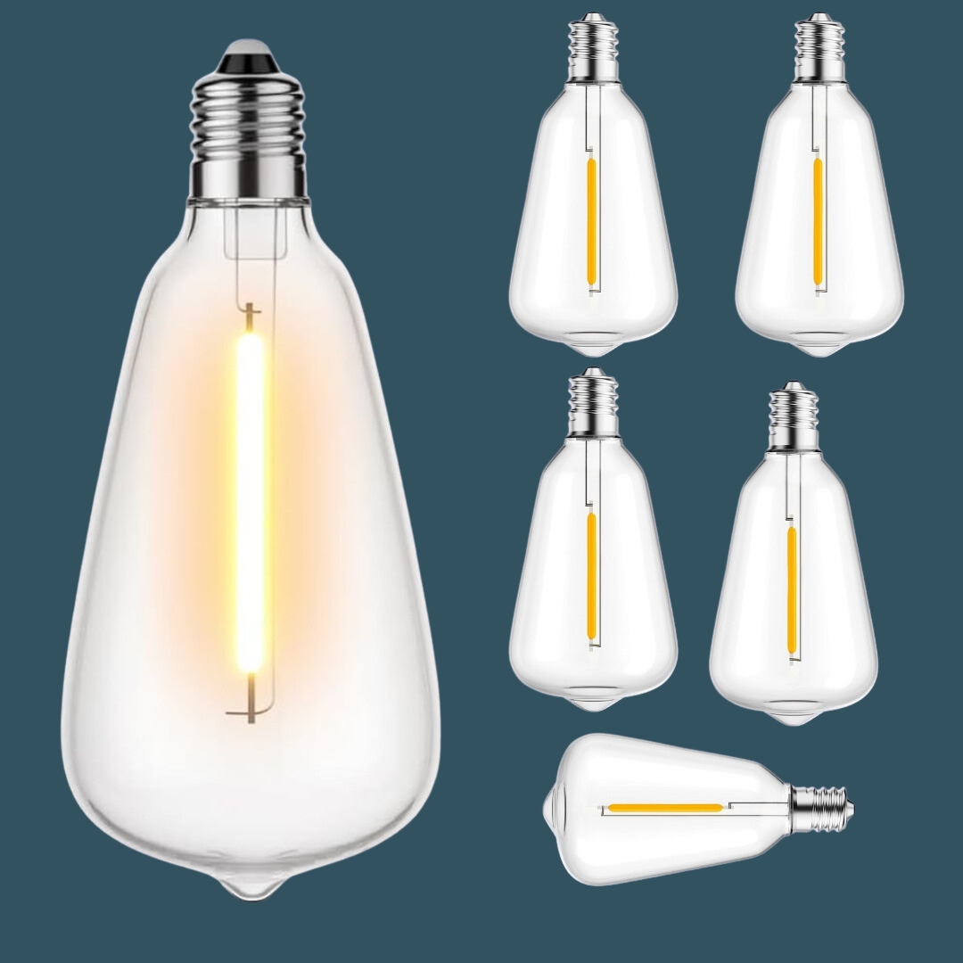 6 Pack Vintage Edison Light Bulb ST38 LED E12 0.8W