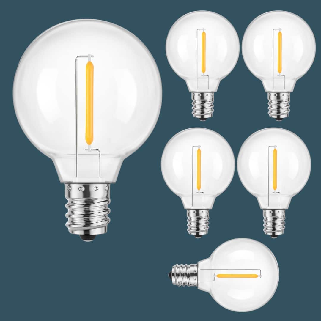 6 Pack Plug-in Classic Edison Light Bulb G40 LED E12 0.8W