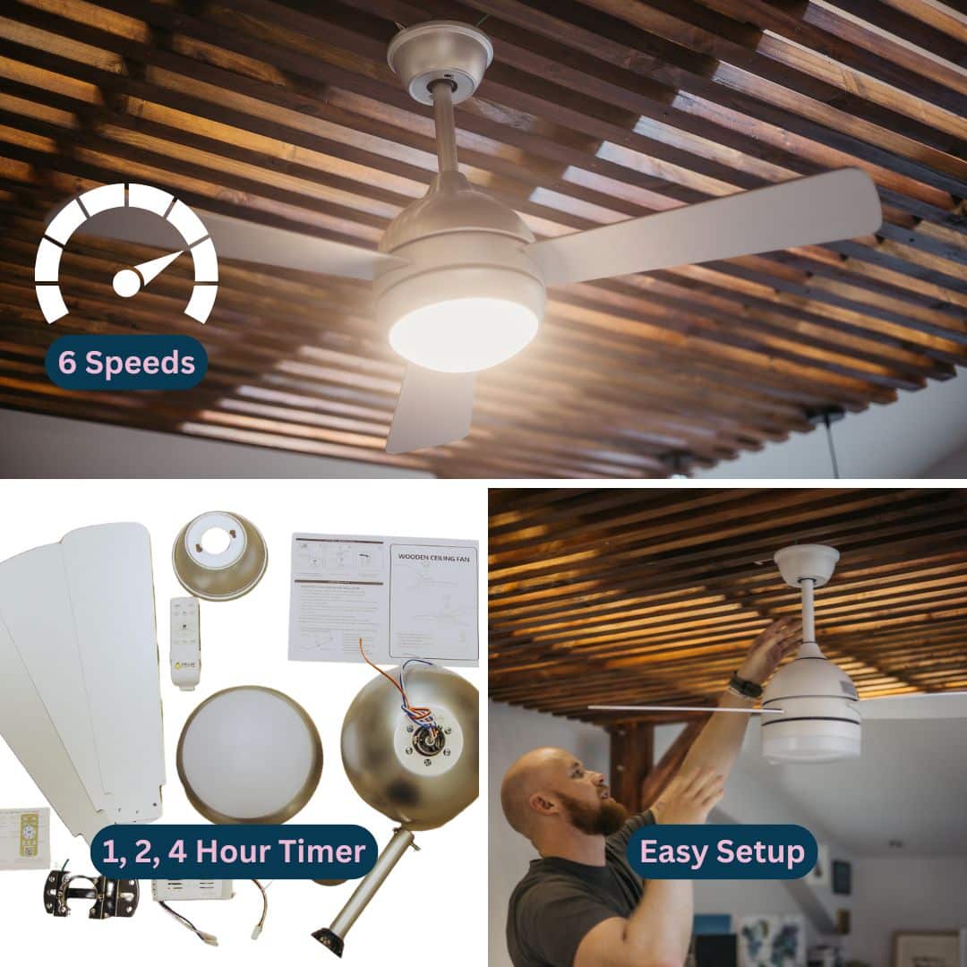 42-Inch Silver Ceiling Fan with Light and Remote Control